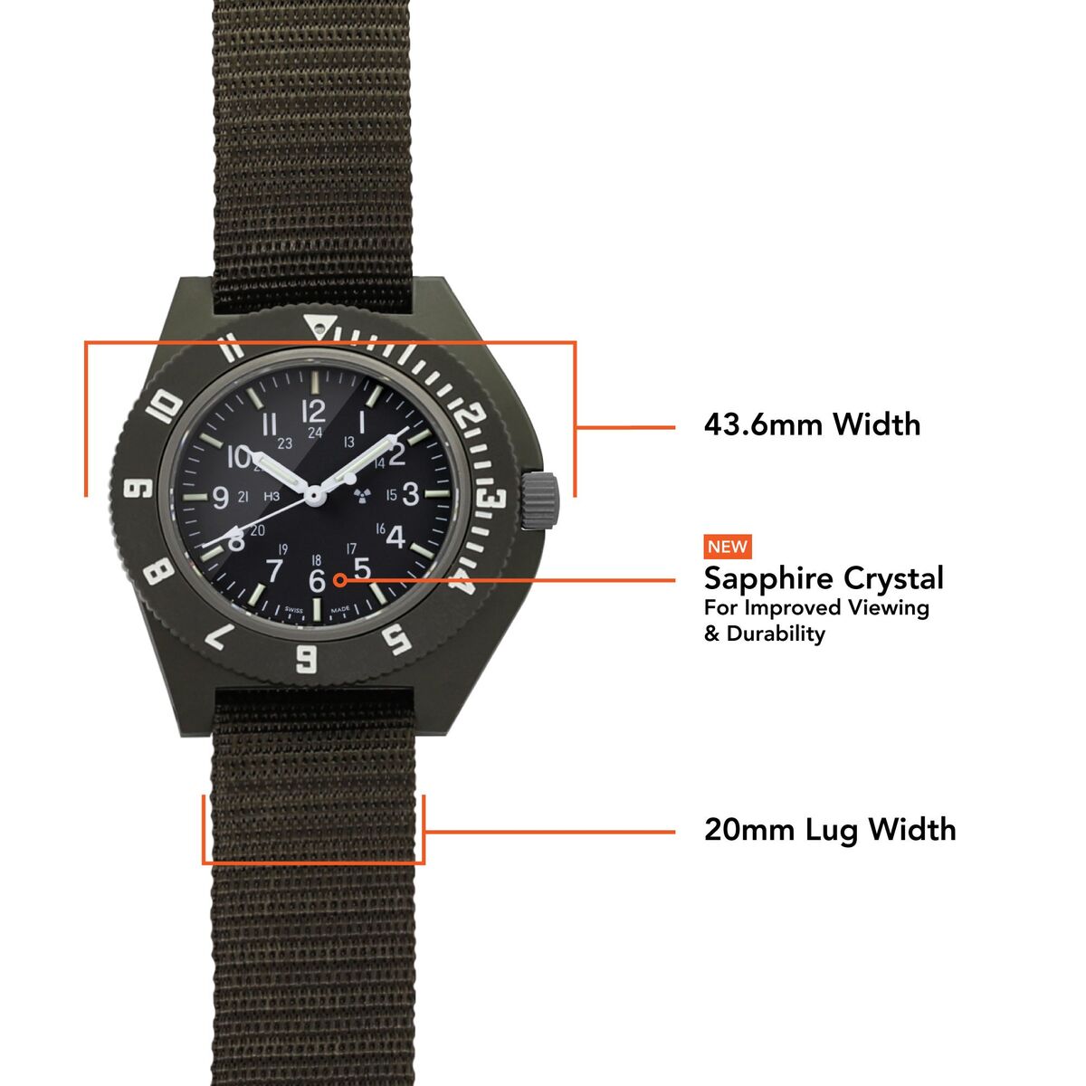 Marathon Pilot Navigator Watch Sage Green NGM | Marathon Watch ...
